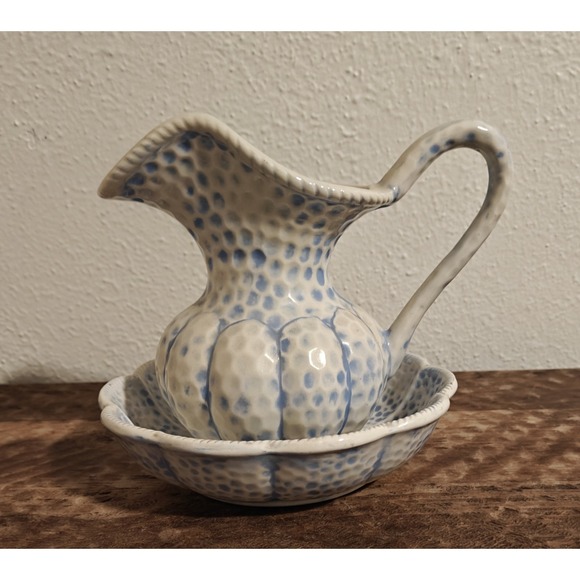 White Cross | Dining | Vintage Ceramic Blue And White Pitcher And Basin ...